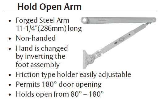 Hold Open Arm Closer - Commercial Door and Hardware